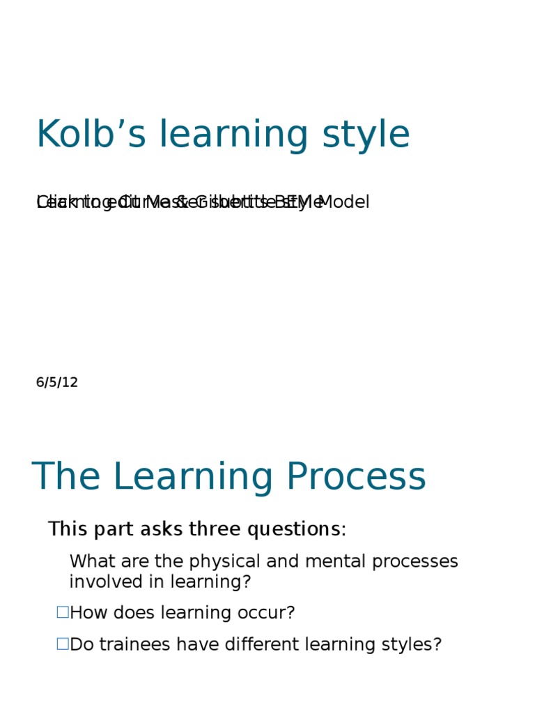 Kolb's Learning Style | PDF | Learning Styles | Learning
