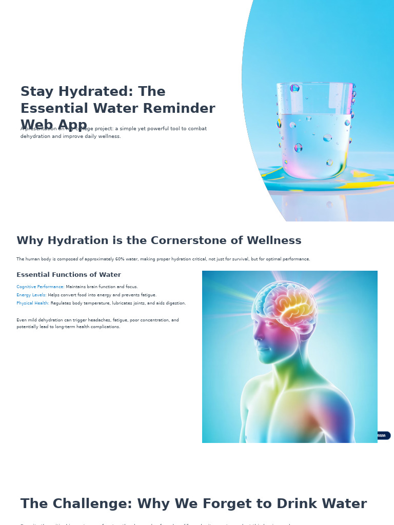 Stay Hydrated the Essential Water Reminder Web App | PDF | Dehydration ...