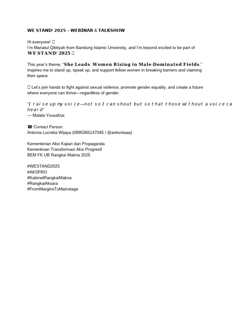 Caption Twibbon Webinar & Talkshow WE STAND! 2025 | PDF
