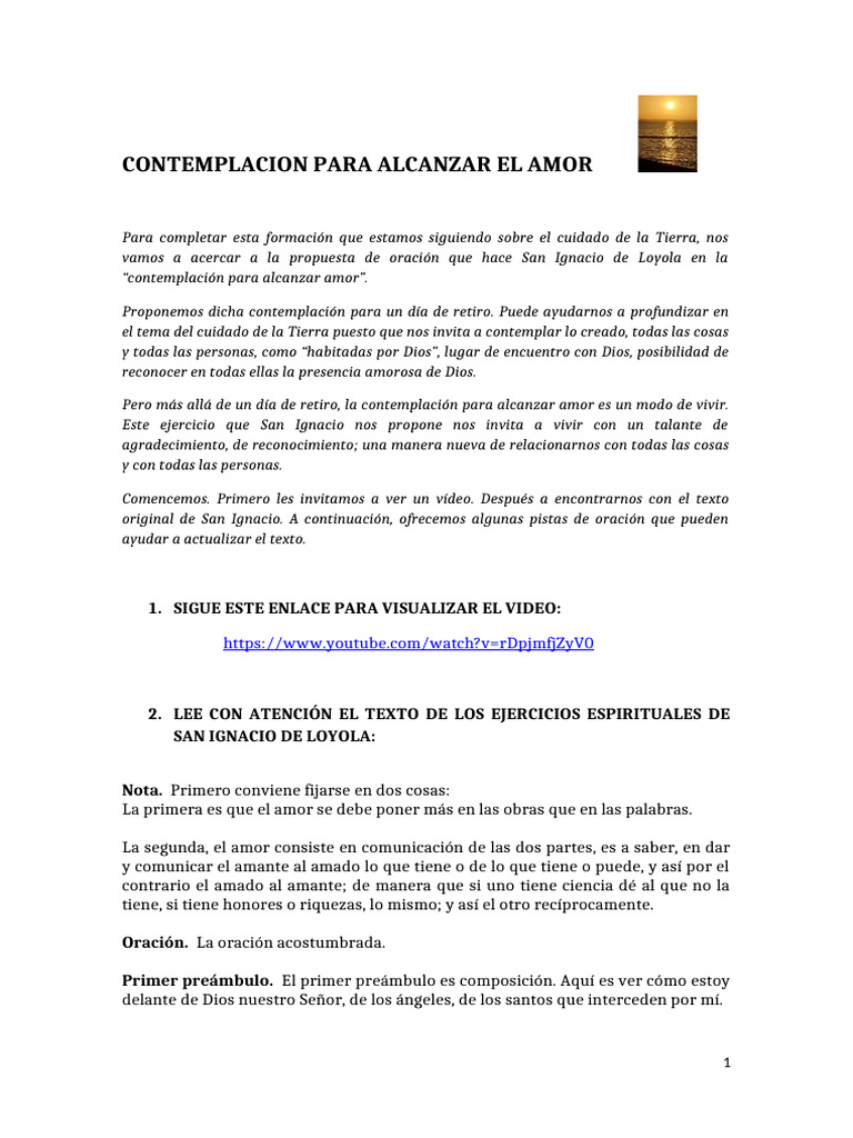 Contemplación Para Alcanzar Amor2 | PDF | Amor | Dios
