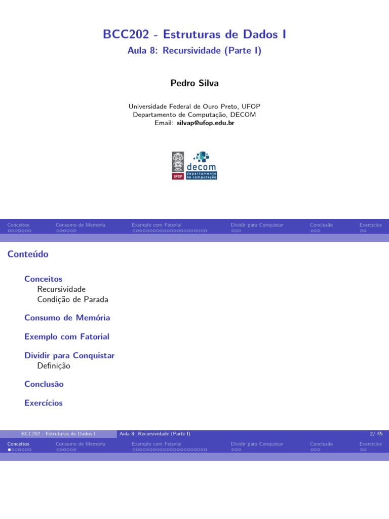 Aula 8 - Recursividade I | PDF | Recursão | Ciência da Computação Teórica
