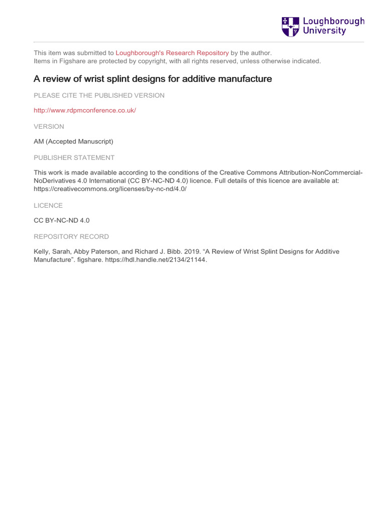 A Review of Wrist Splint Designs for Additive Manufacture | PDF ...