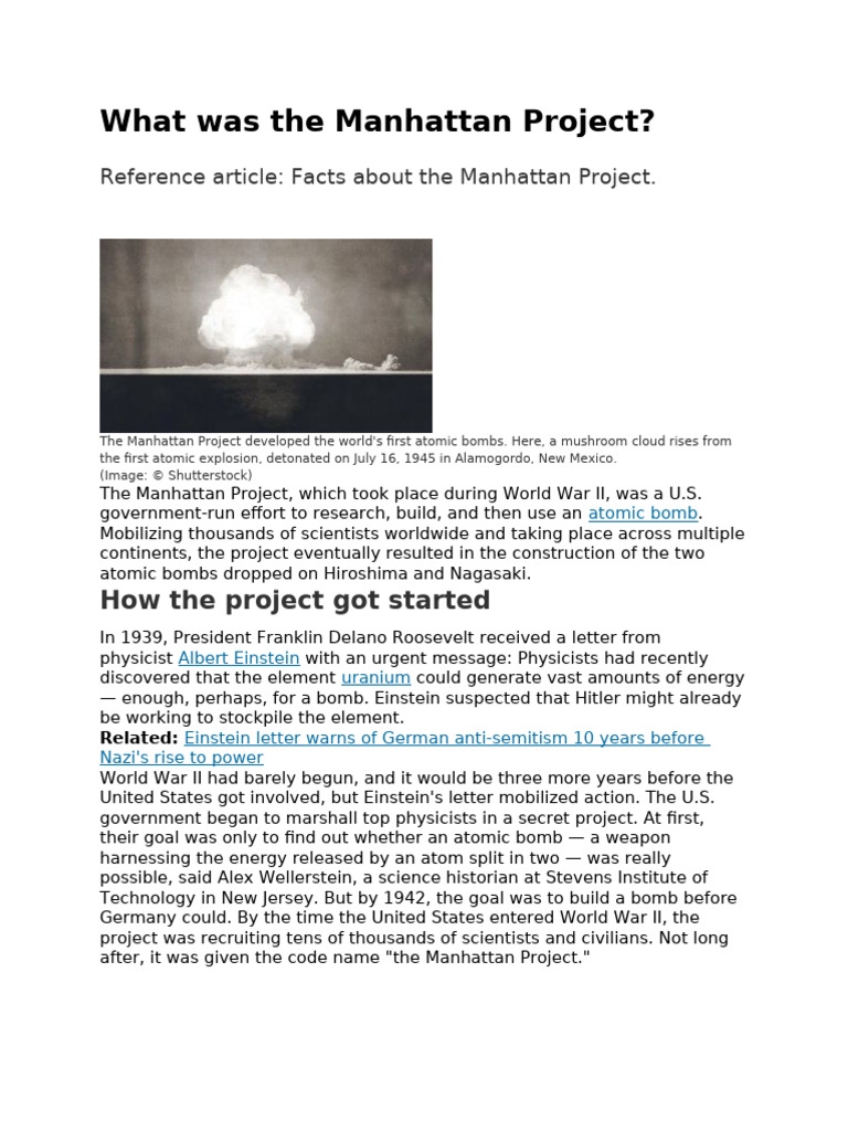 What Was The Manhattan Project | PDF | Manhattan Project | Atomic ...
