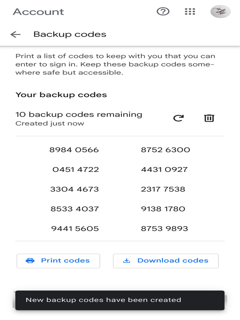 Backup Codes | PDF