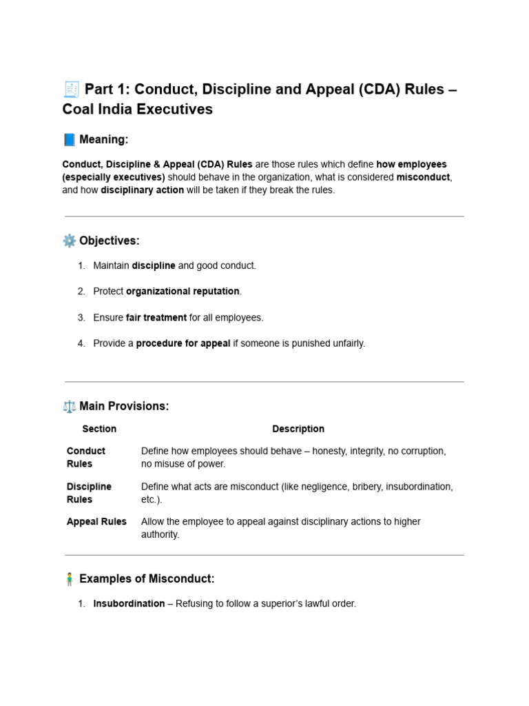CDA Rules for Coal India Executives | PDF | Business | Business Law