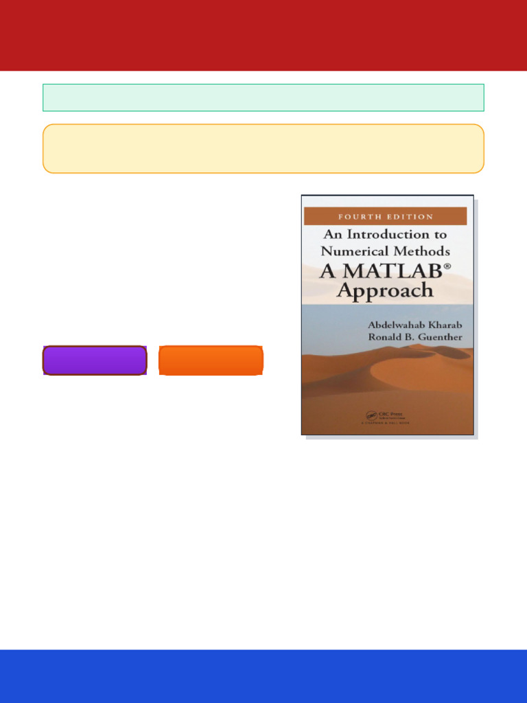 An introduction to numerical methods: a MATLAB approach 4th Edition Guenther ebook 2025 full pdf ...