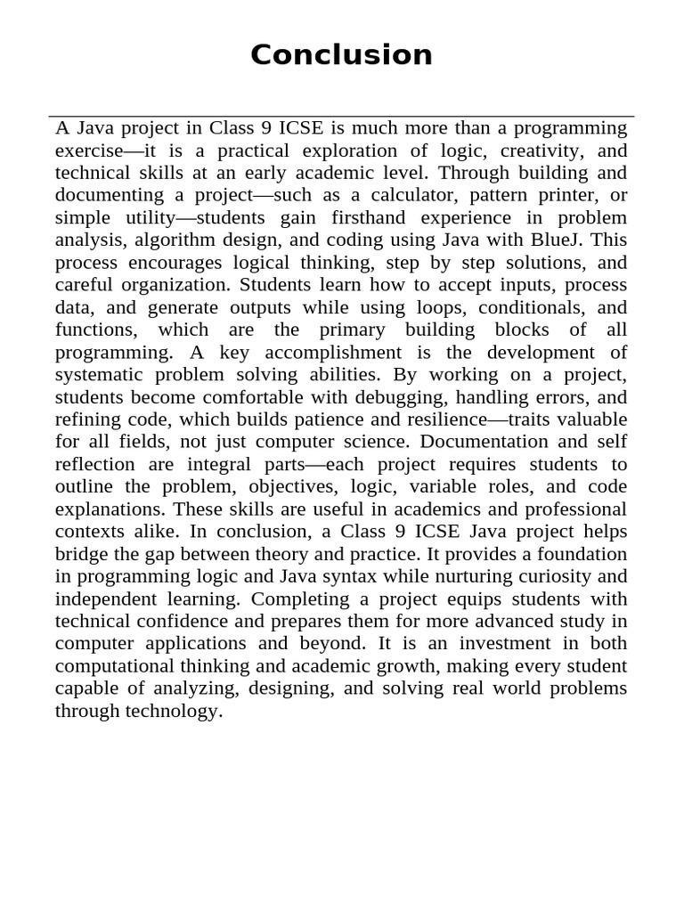 Class 9 ICSE Java Project Benefits | PDF