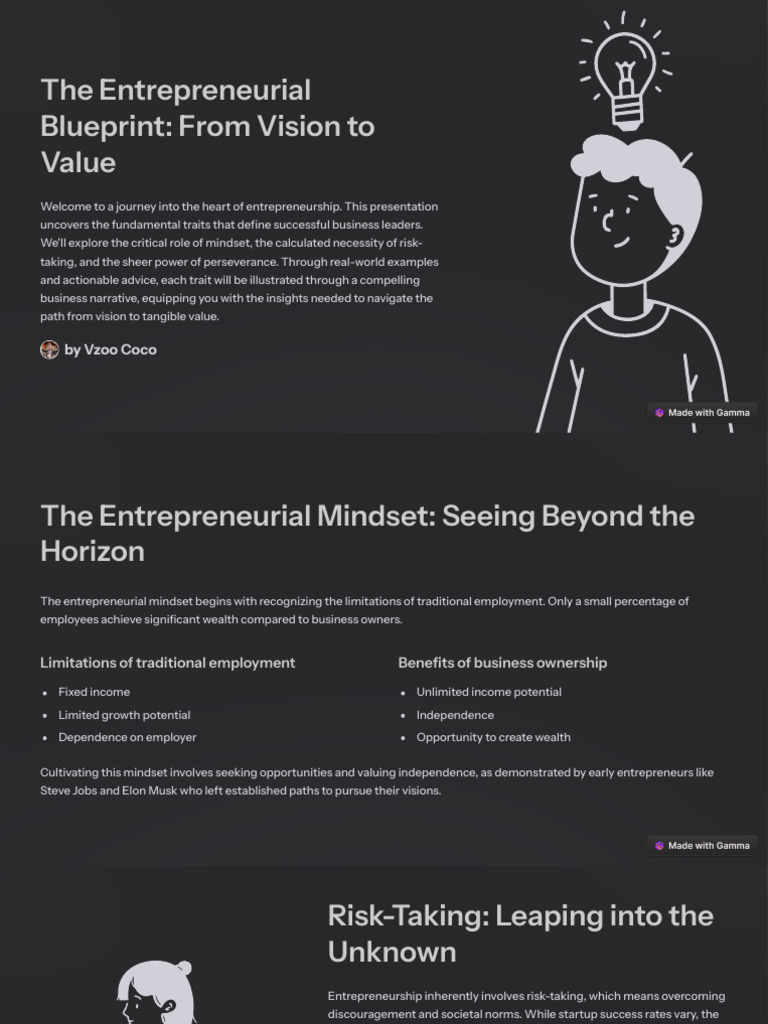 The Entrepreneurial Blueprint From Vision to Value | PDF ...