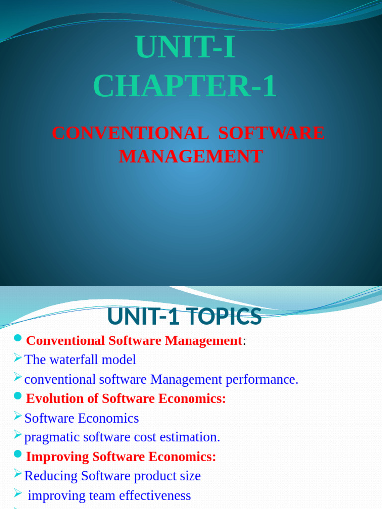 UNIT-I Conventional Software Management - ALL TOPICS | PDF | Software ...