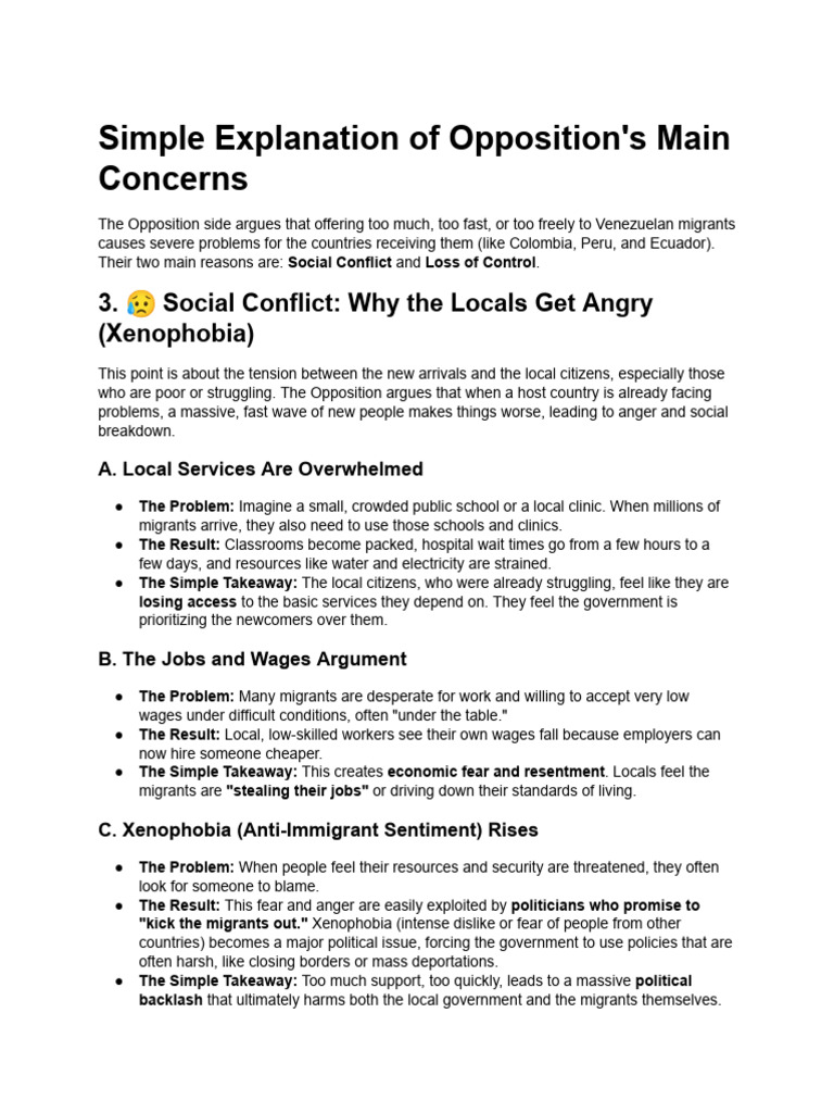 Simplified Opposition Arguments_ Social and Contro | PDF | Migrant ...
