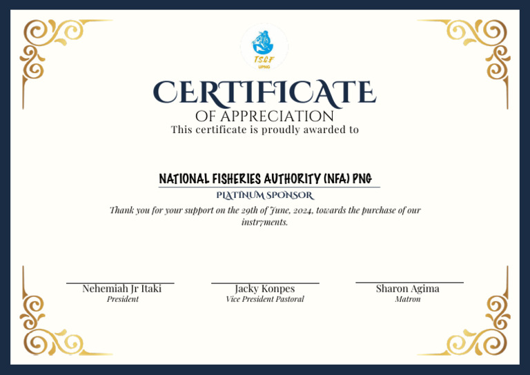Certificate of Appreciation - NFA PNG | PDF