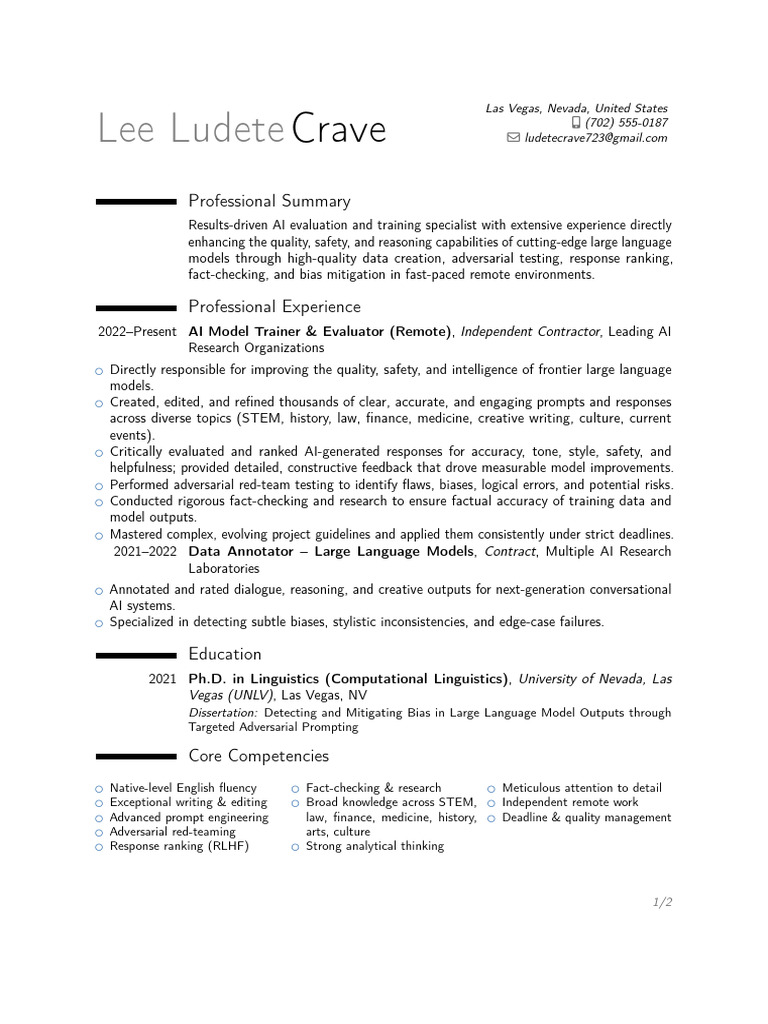 Lee Crave Cv | PDF | Artificial Intelligence | Intelligence (AI ...