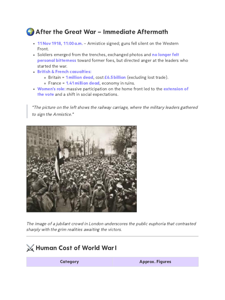 Treaty of Versailles - Consequences and Impact | PDF | Treaty Of ...