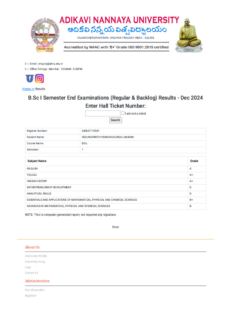 Adikavi Nannaya University - Rajamahendravaram | PDF
