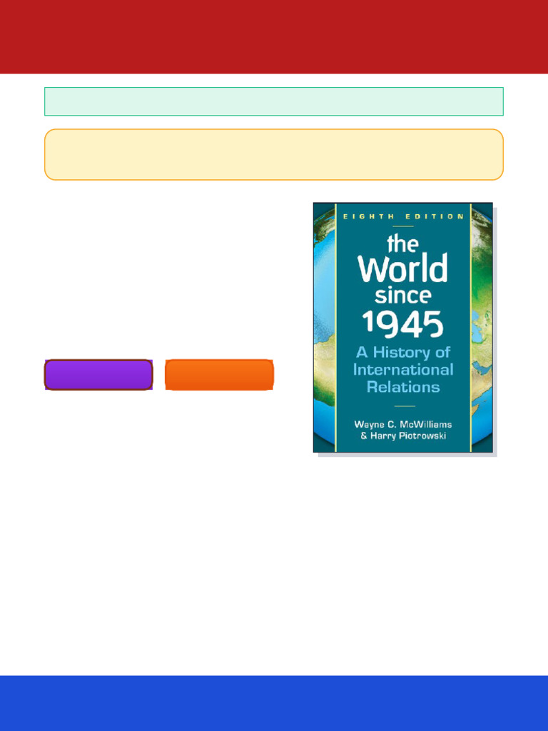 The World Since 1945 A History of International Relations 8th Edition ...