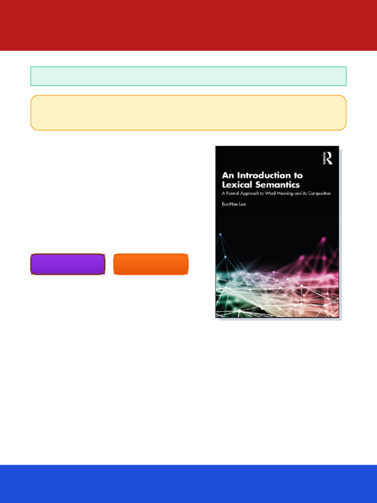 An Introduction to Lexical Semantics; A Formal Approach to Word Meaning ...