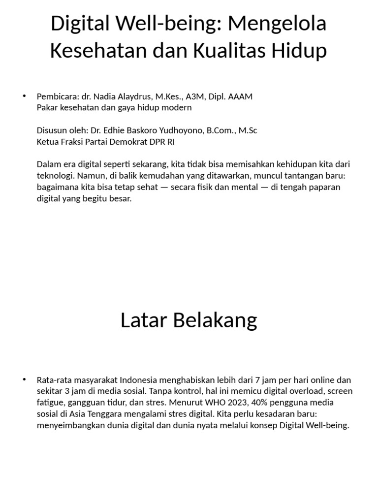 Digital Well-being: Sehat di Era Digital | PDF