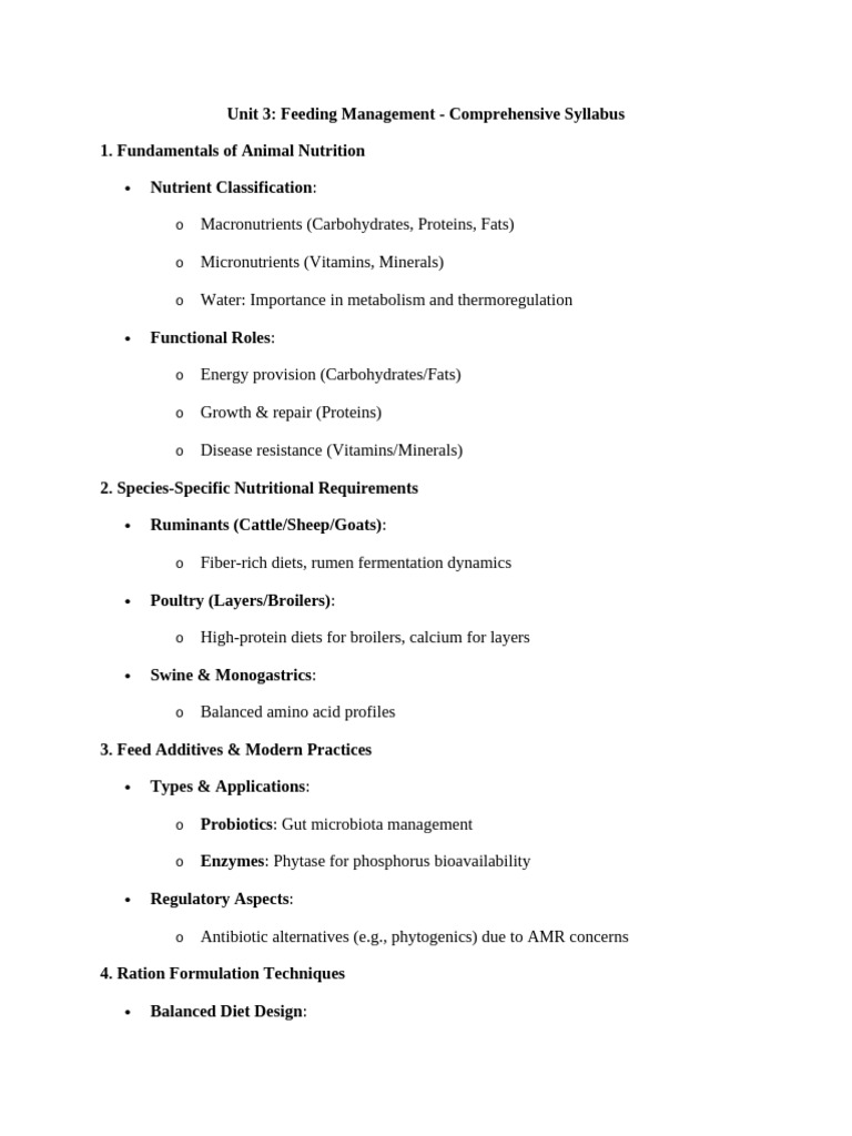 Animal Nutrition & Feeding Management Guide | PDF | Nutrition | Diet ...