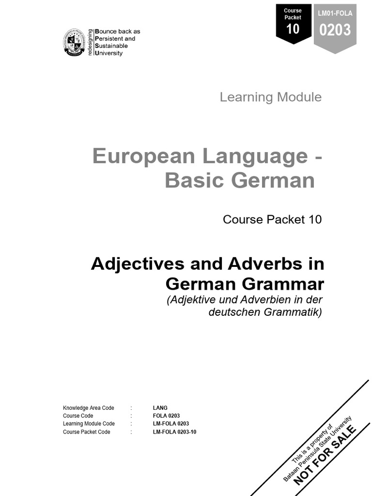Icrealce - Fola 0203 Lm-cp-10 - Adjectives and Adverbs in German | PDF ...