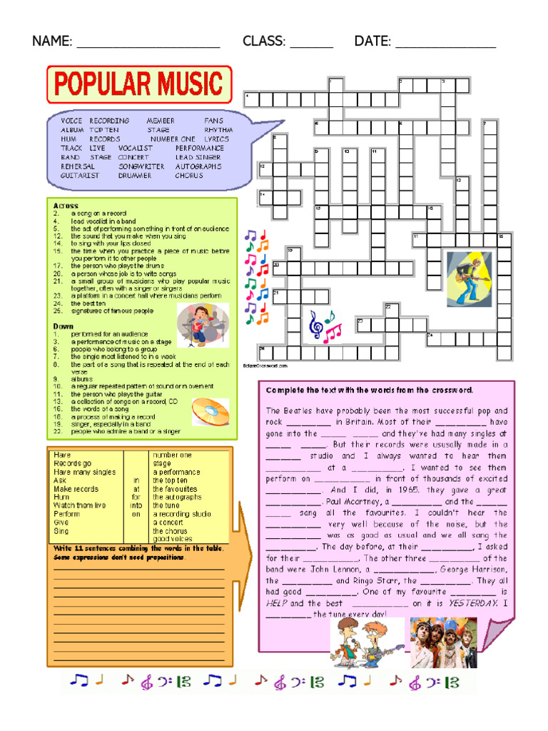 Popular Music Crossword | PDF