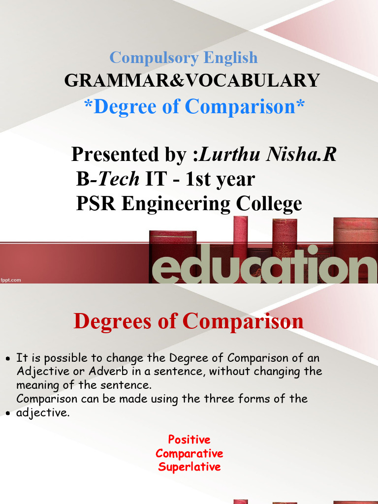 Degrees of Comparison in English Grammar | PDF | Linguistic Typology ...