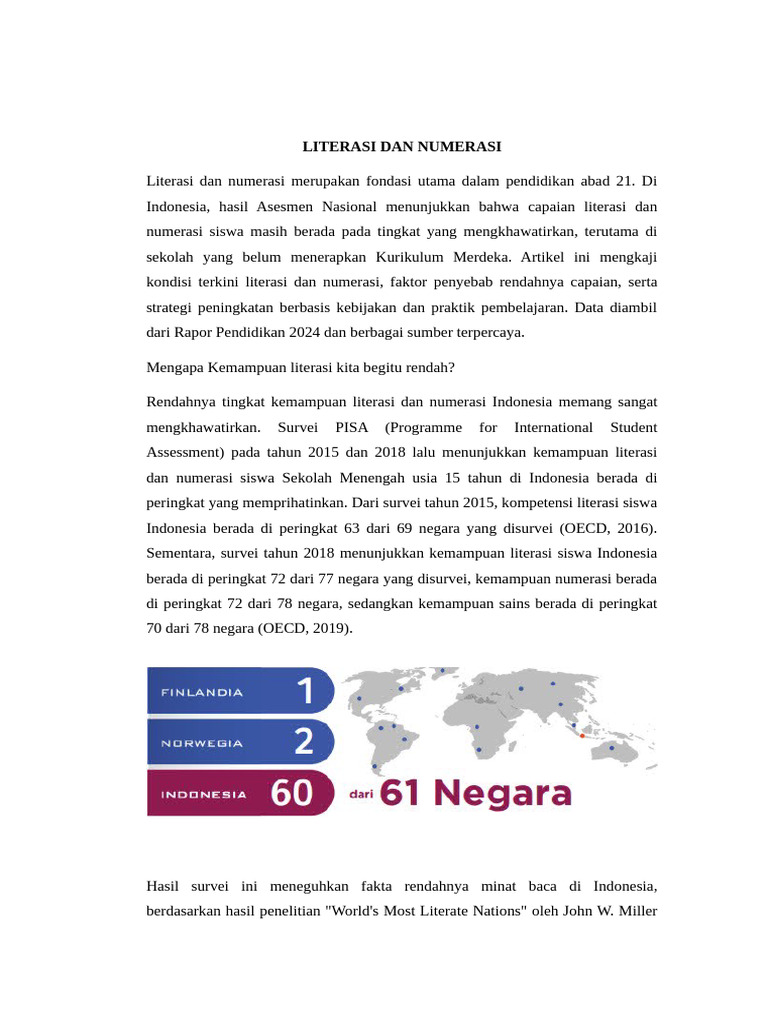 Tantangan Literasi dan Numerasi di Indonesia | PDF