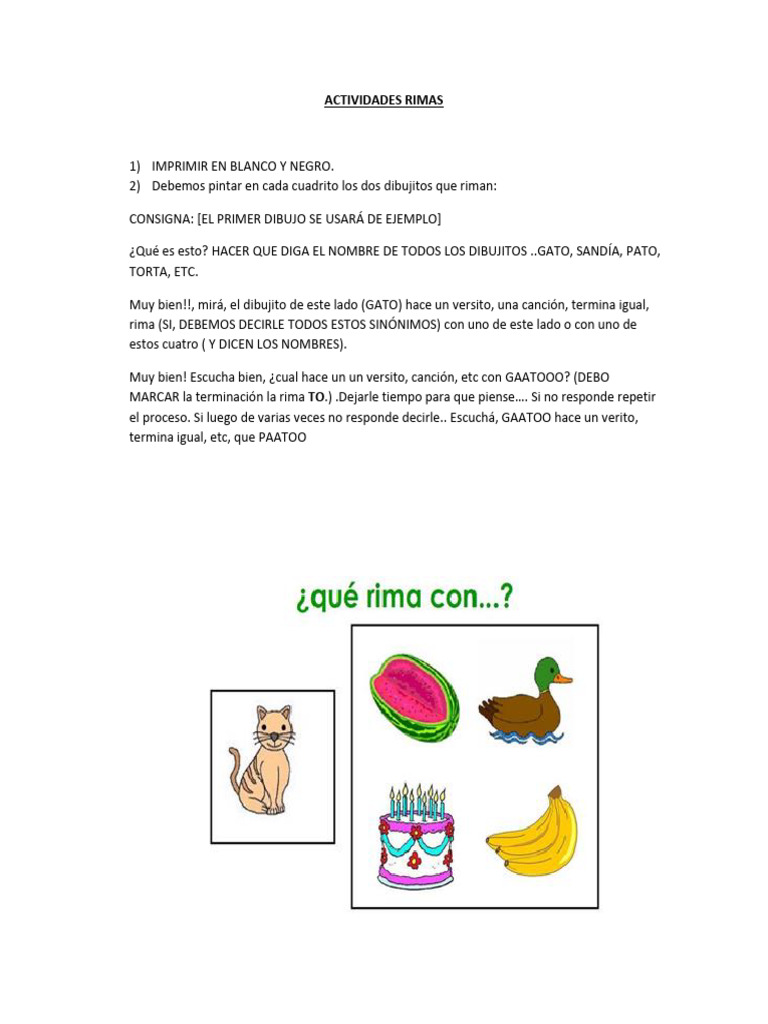 Actividades de Rimas para Niños | PDF