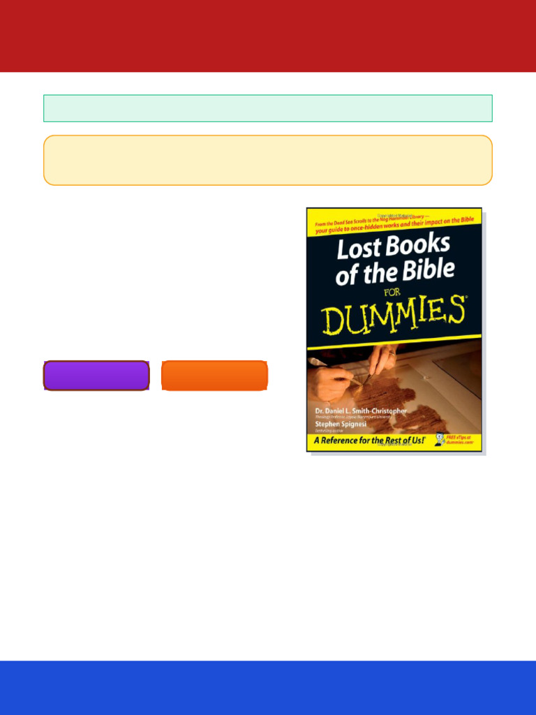 Lost Books of the Bible For Dummies For Dummies Religion Spirituality 1st Edition Daniel L ...