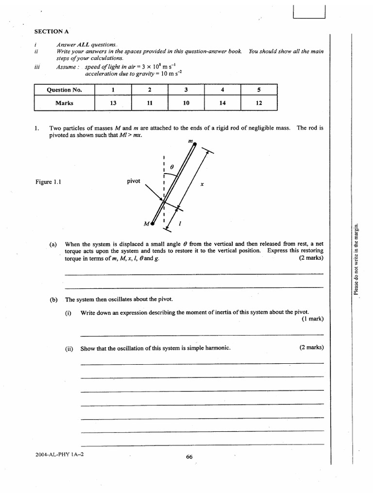2004 AL Physics Paper 1 | PDF