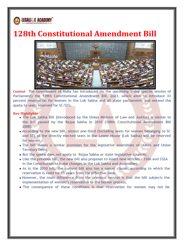 128th Constitutional Amendment Bill...LA0.12 | PDF | Government ...