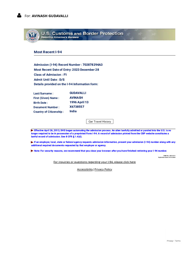 I94 - Official Website | PDF