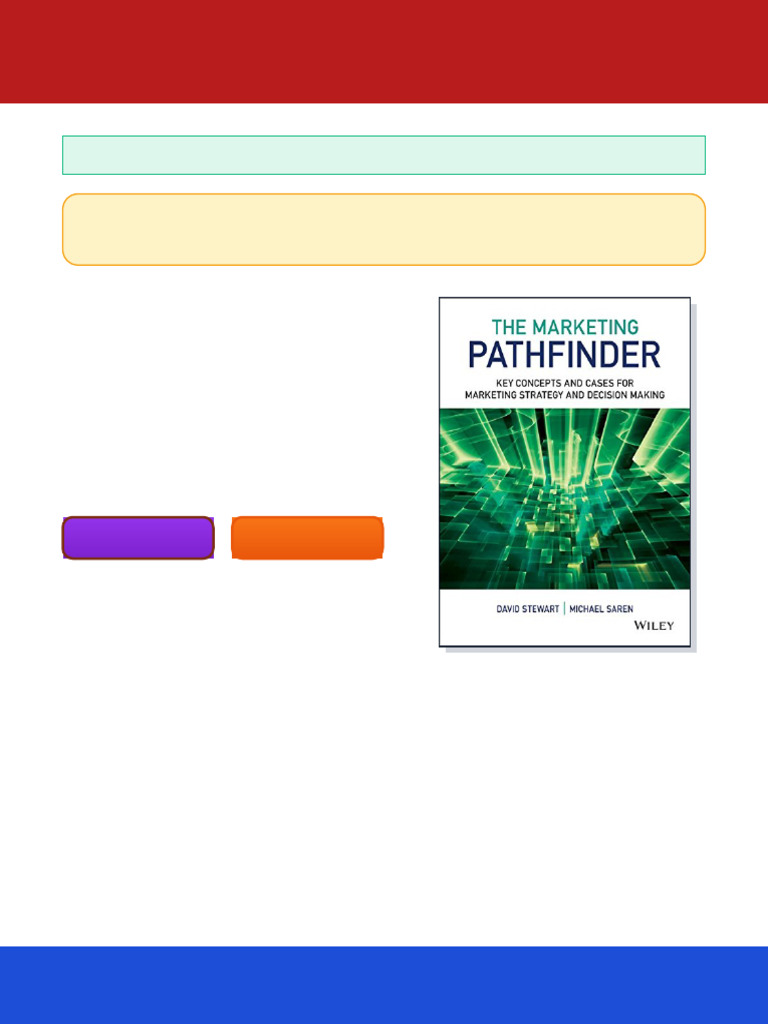 The Marketing Pathfinder Key Concepts and Cases for Marketing Strategy ...