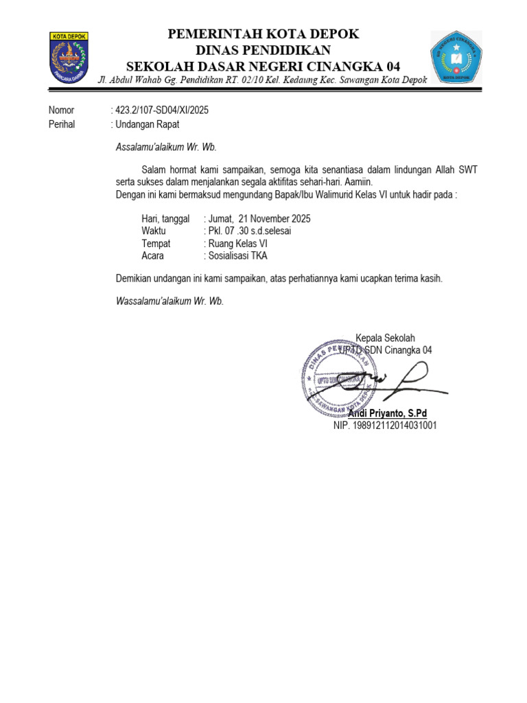 9. Undangan Rapat New | PDF