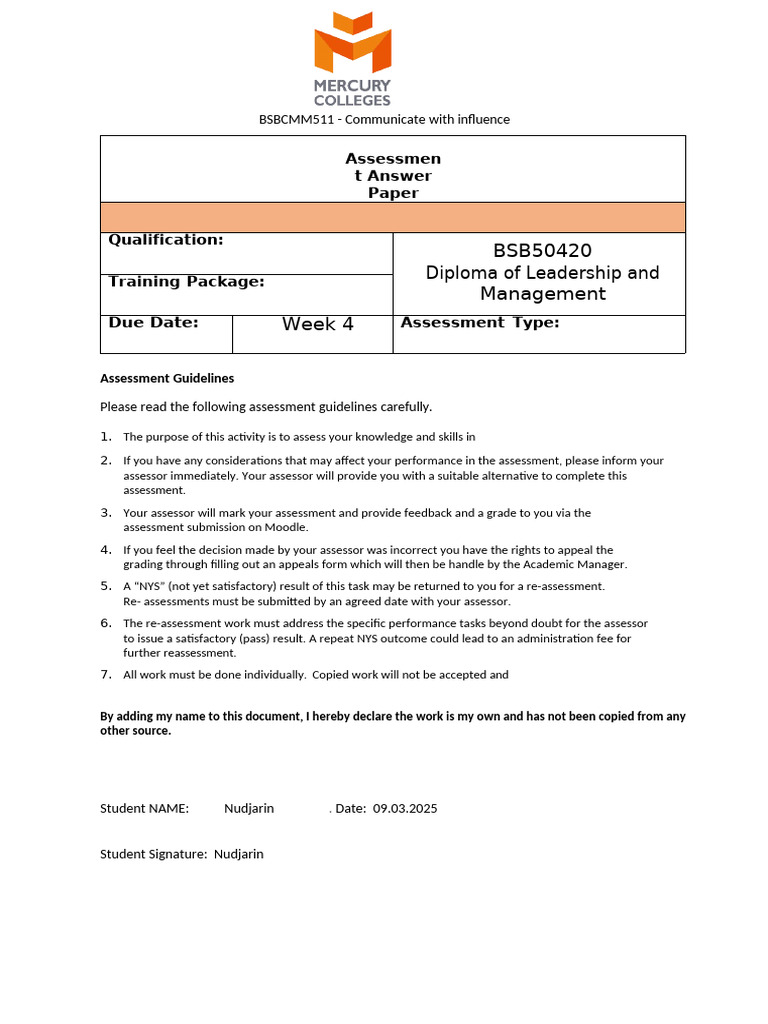 BSBCMM511 Assessment Task Answer - Paper and Question - Paper | PDF ...