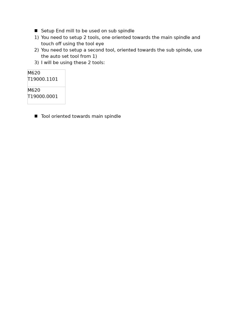 Setup Tools For Sub Spindle 2 | PDF
