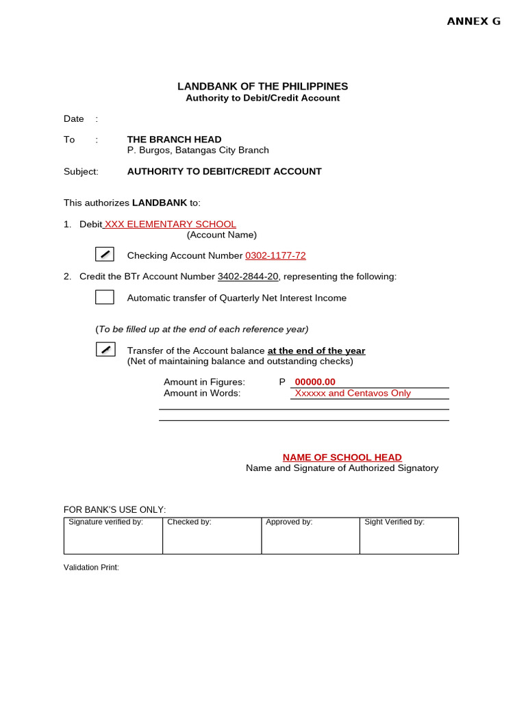 Authority to Debit/Credit Account Form | PDF