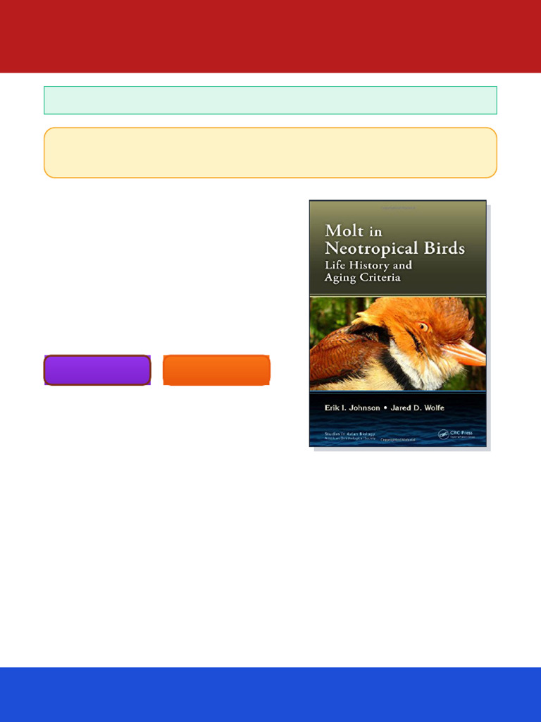 Molt in Neotropical Birds: Life History and Aging Criteria 1st Edition ...