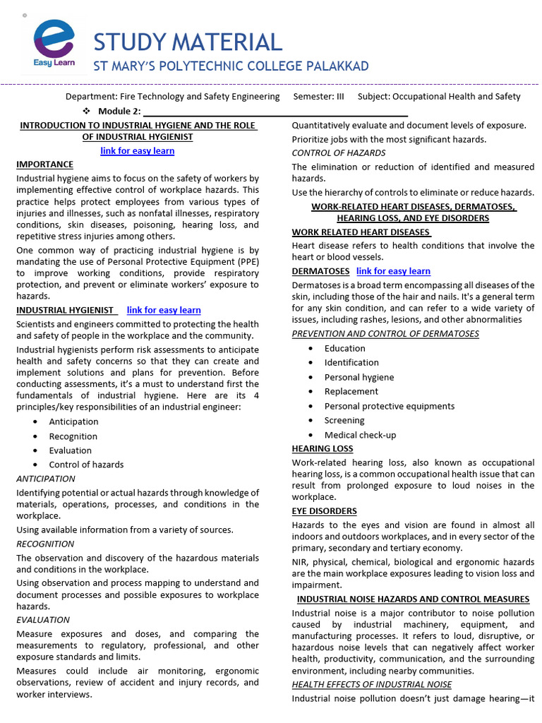 Industrial Hygiene & Safety Hazards Guide | PDF | Occupational Hygiene ...