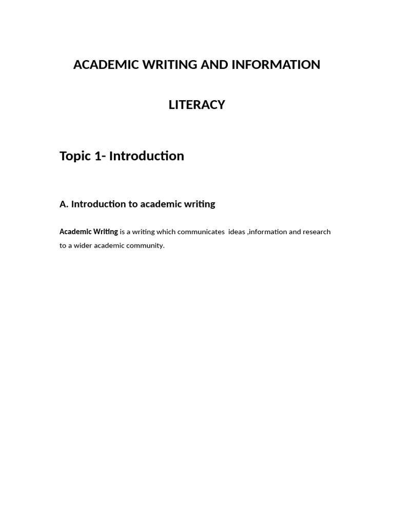 Academic Writing and Information Literacy | PDF