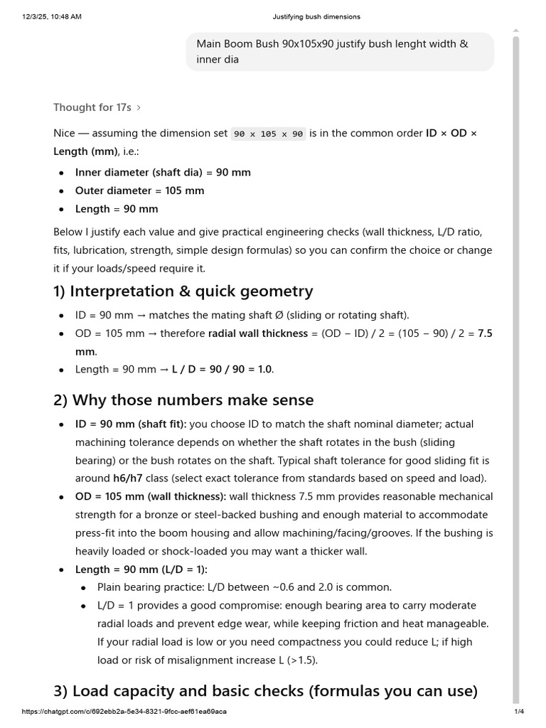 Justifying Bush Dimensions 90x105x90 | PDF | Engineering Tolerance ...