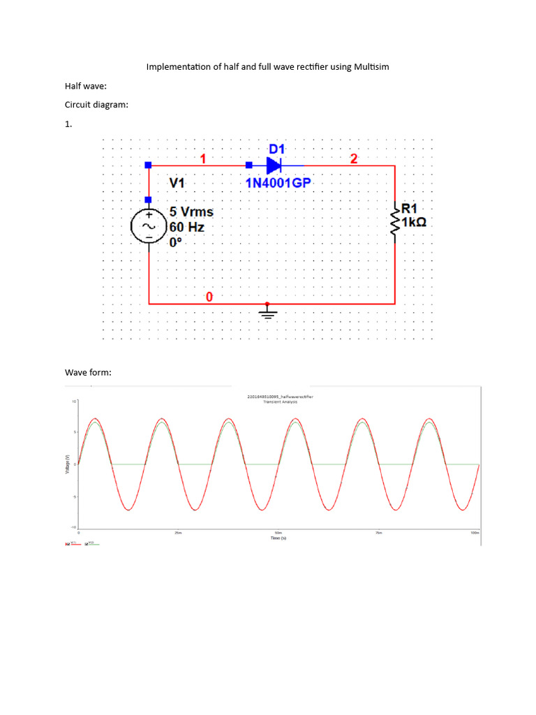 Rectifire Using Multisim (SS) | PDF