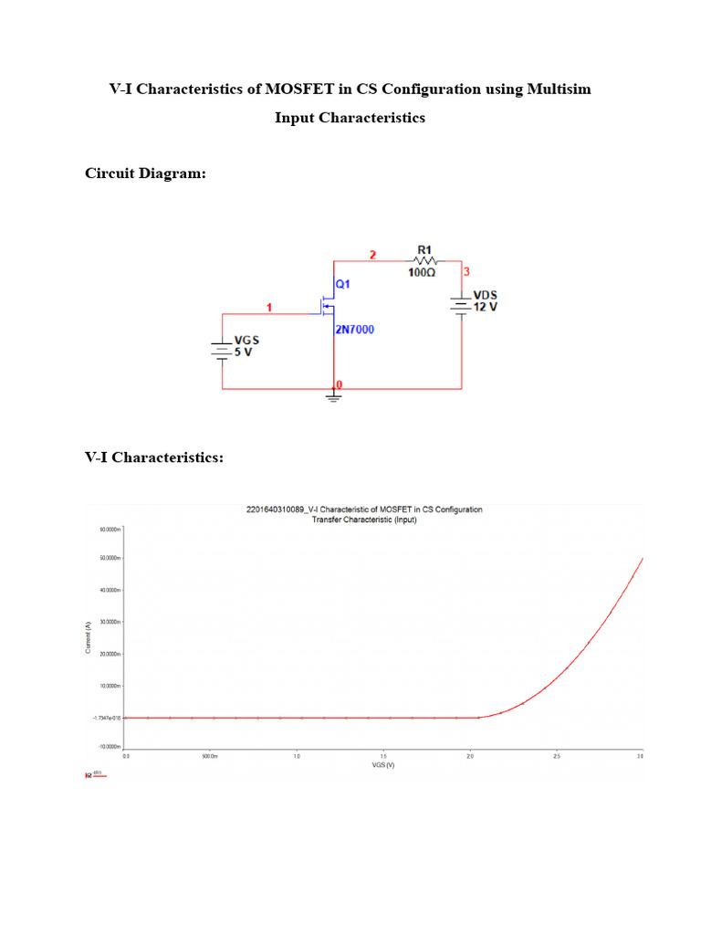MOSFET V-I Characteristics in CS Configuration | PDF