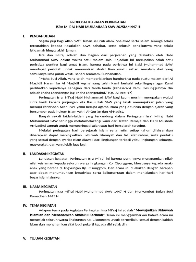 Proposal Kegiatan Peringatan Isra Miraj | PDF