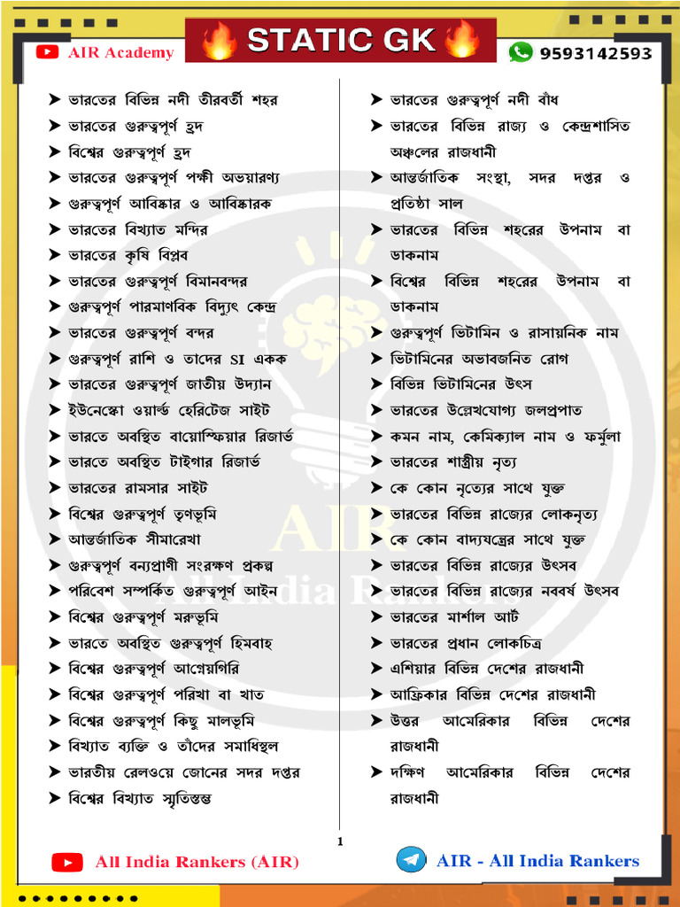 (Demo) STATIC GK PDF by All India Rankers | PDF