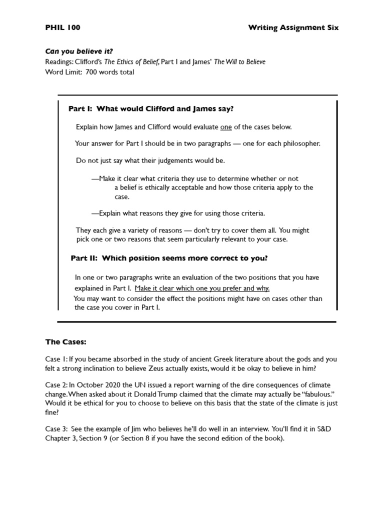 Evaluating Belief Ethics: Clifford vs. James | PDF | Reason | Evaluation