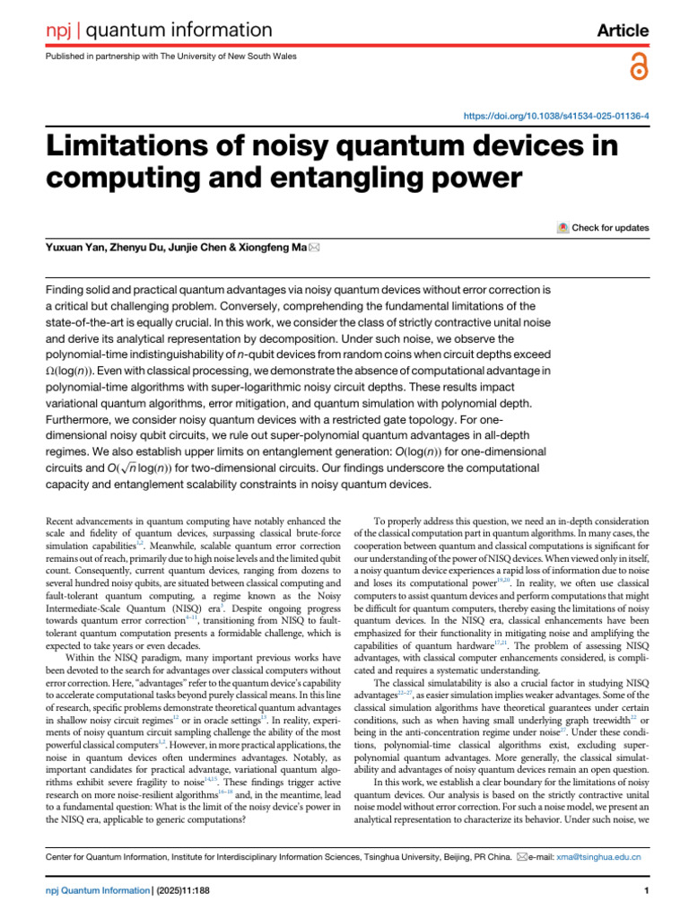 Limitations of Noisy Quantum Devices | PDF | Quantum Computing ...