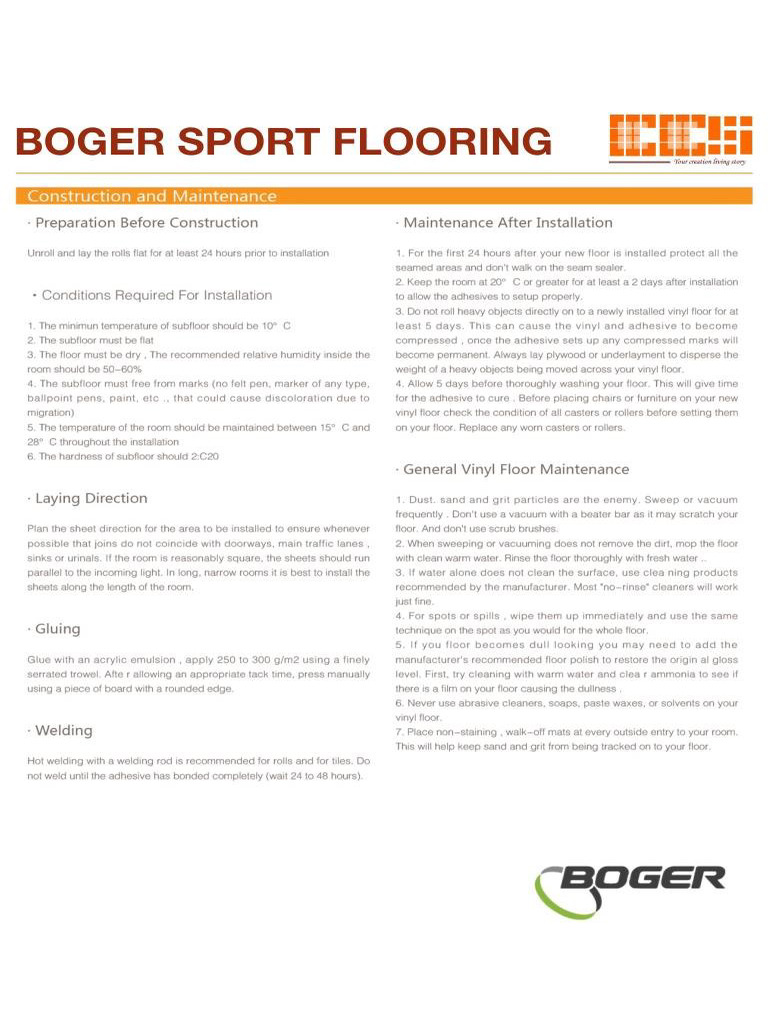 Boger Sport Flooring Installation - JPG | PDF