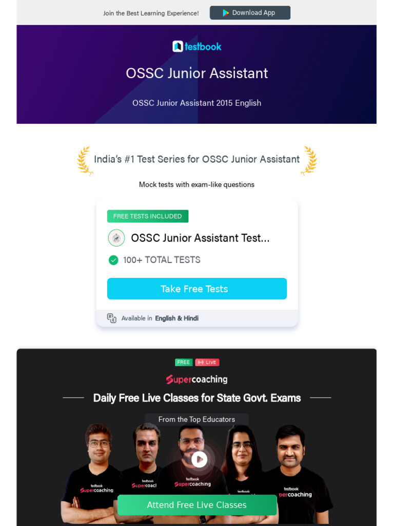 OSSC Junior Assistant Test Series | PDF