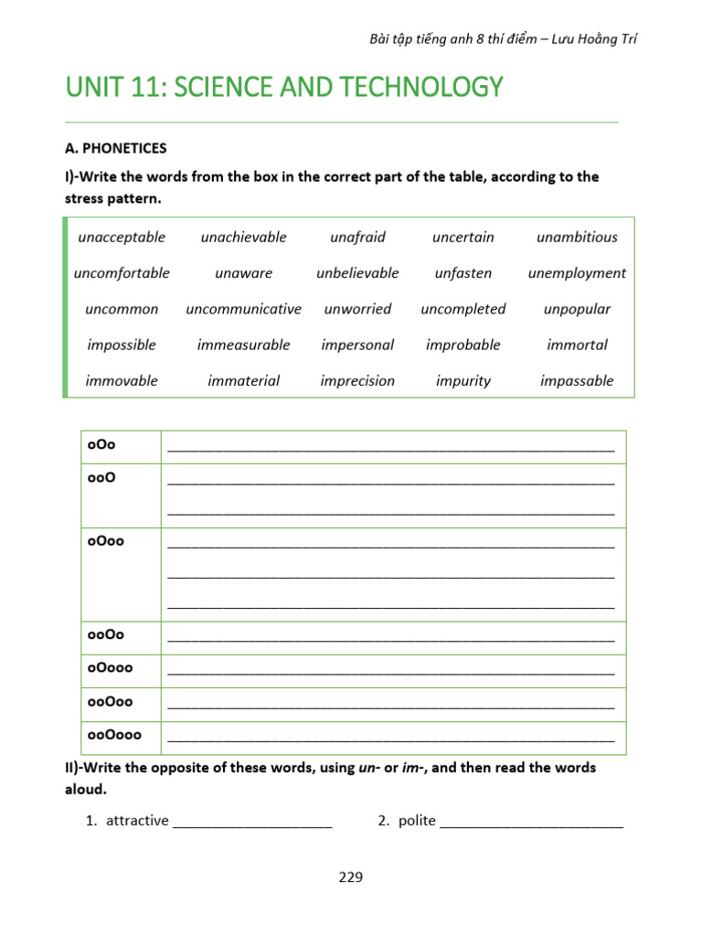 English Exercises for Grade 8: Science & Technology | PDF