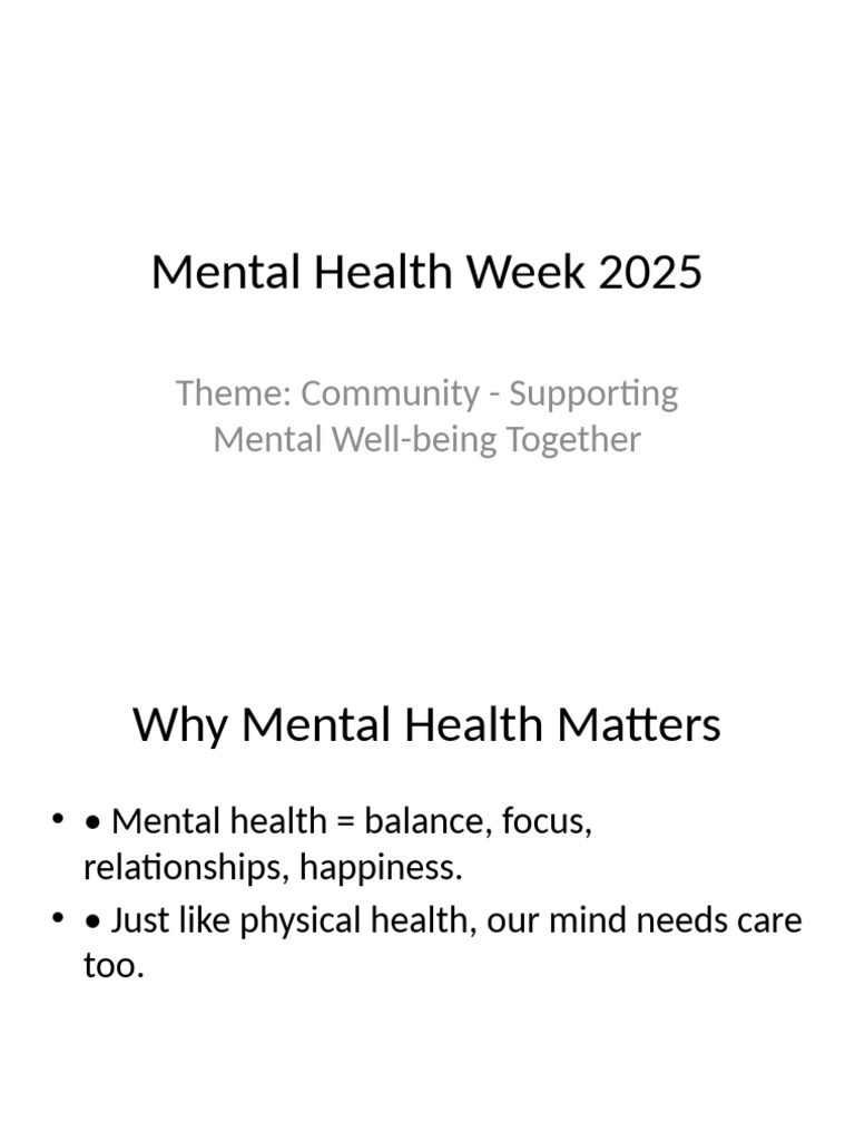 Mental Health Week 2025: Community Support | PDF